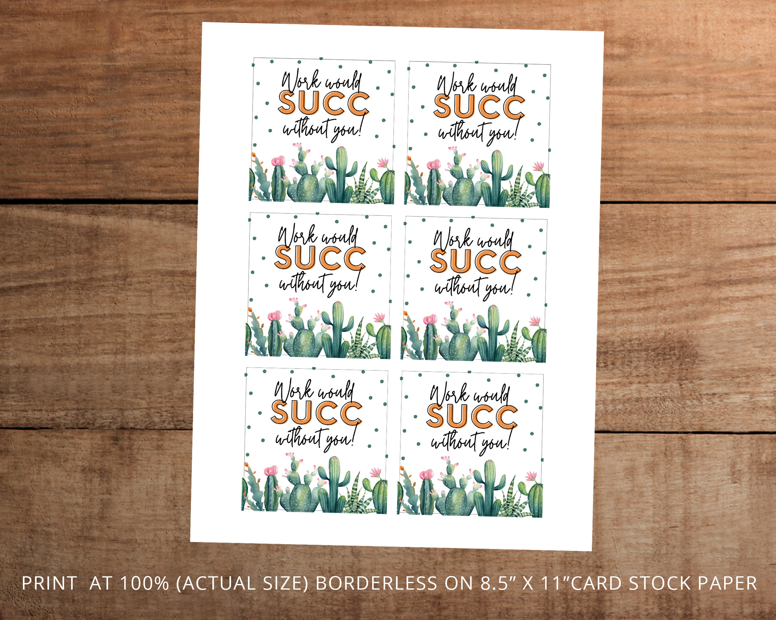 Succulent Gift Tag, Coworker Appreciation, Teacher Nurse Gift, (3x3 ...