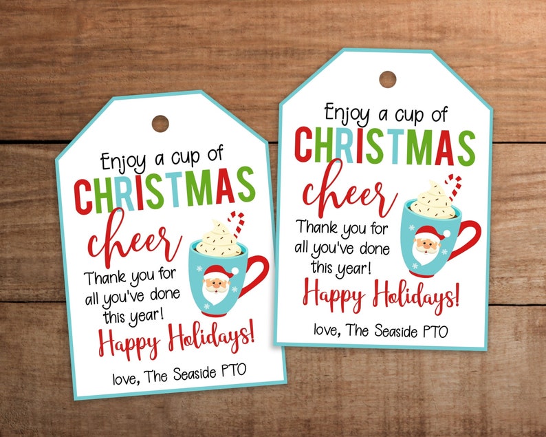 Editable Christmas Gift Tag Printable for Coffee Hot Cocoa - Etsy