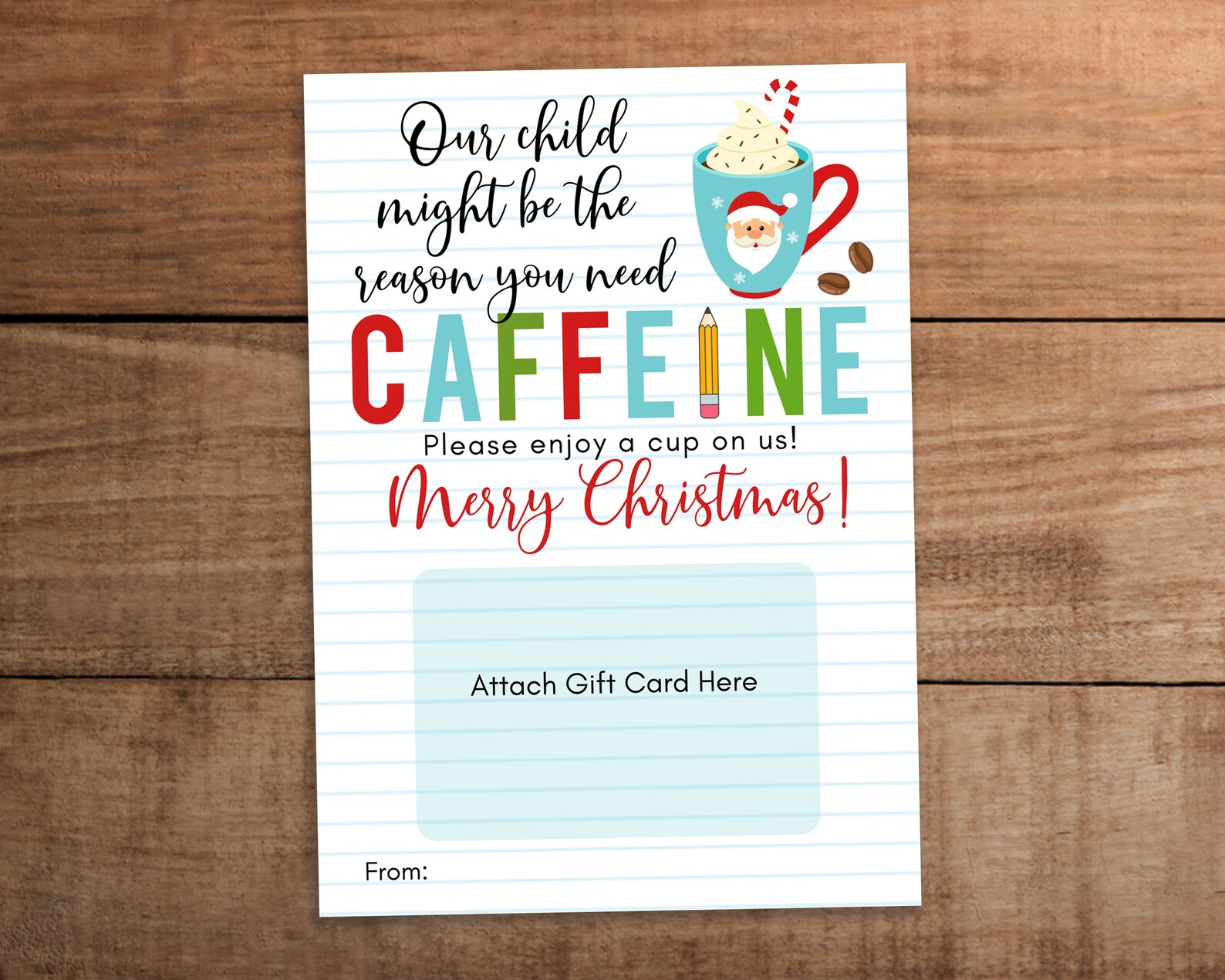 Teacher Appreciation Christmas Gift Card Holder Printable for Coffee ...
