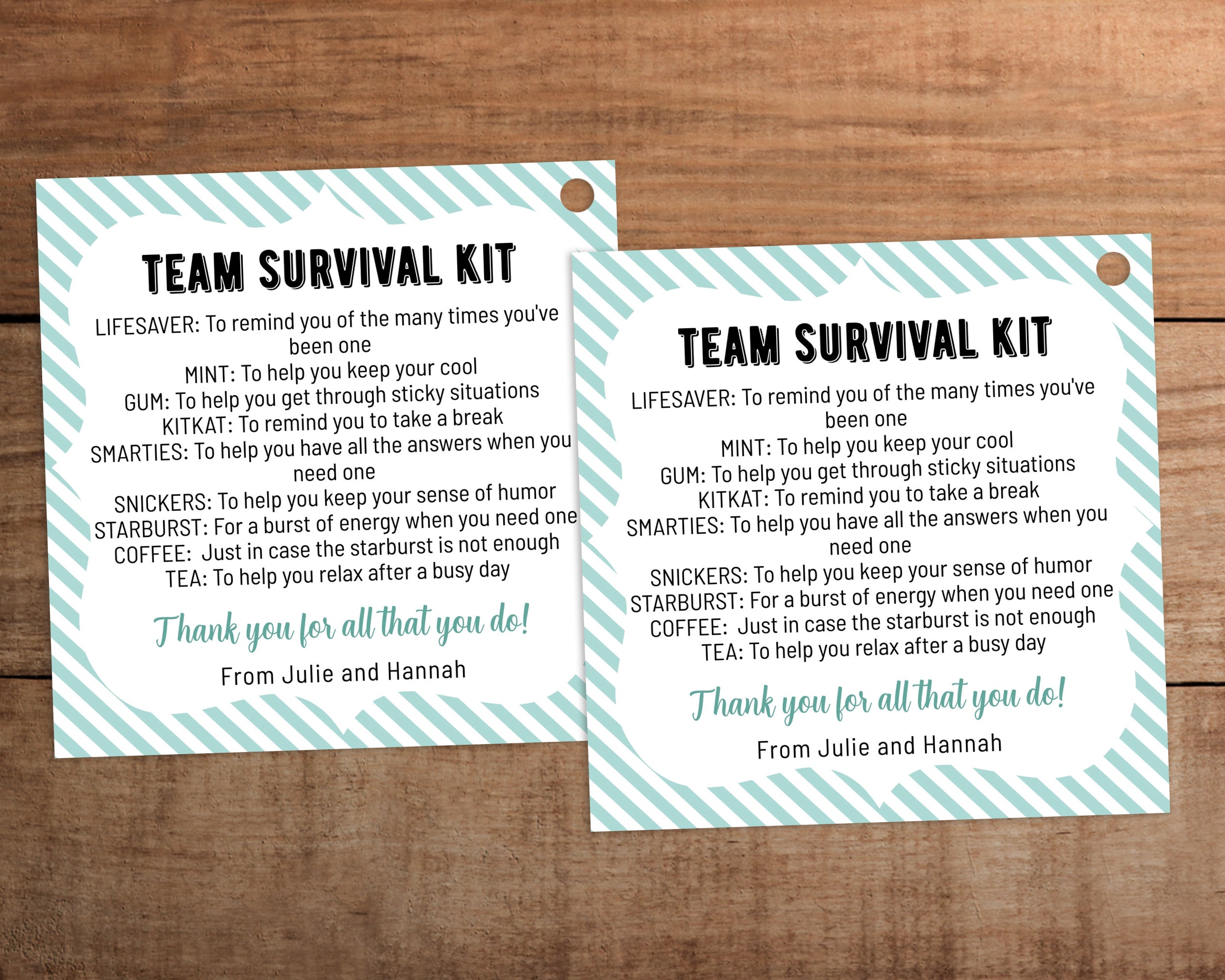 Team Survival Kit Printable Appreciation Gift Tag Printable - Etsy Canada