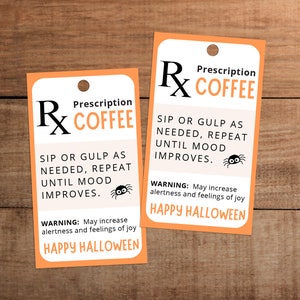 Halloween Coffee Gift Tag Printable for Staff Employee Nurse Teacher ...