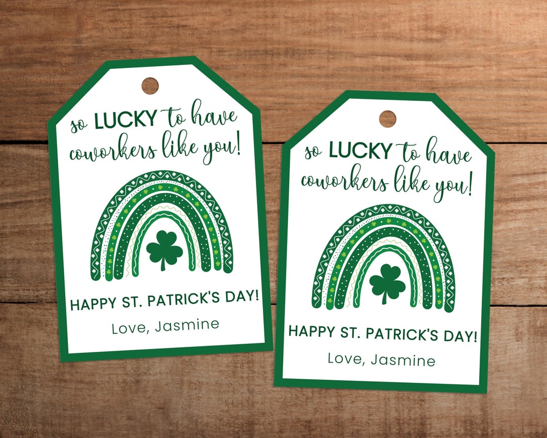 Editable St. Patrick's Day Thank You Gift Tag Printable for Coworker ...