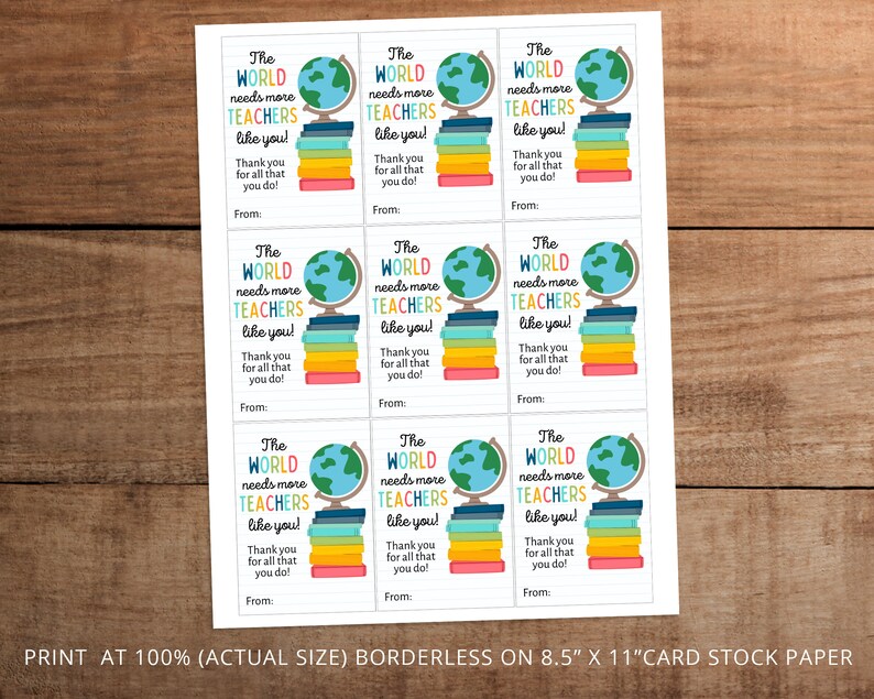 Teacher Appreciation Gift Tag Printable the World Needs More Teachers ...