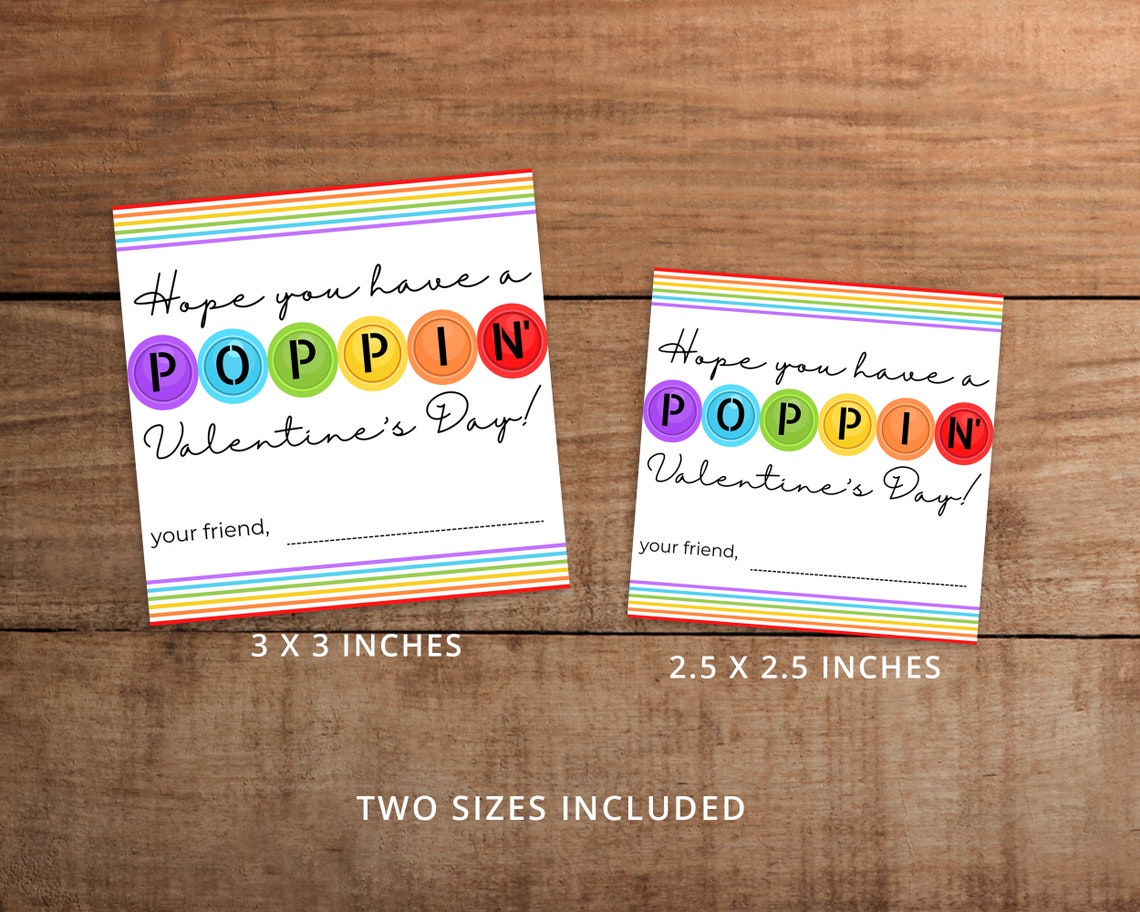 Pop It Valentines Day Gift Tags Printable Have a Poppin Day - Etsy