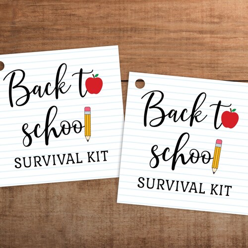 Teacher Gift Tag Back to School Survival Kit Gift Tag First - Etsy