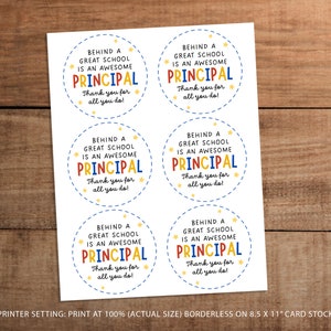 School Principal Appreciation Gift Tag Thank You Printable - Etsy