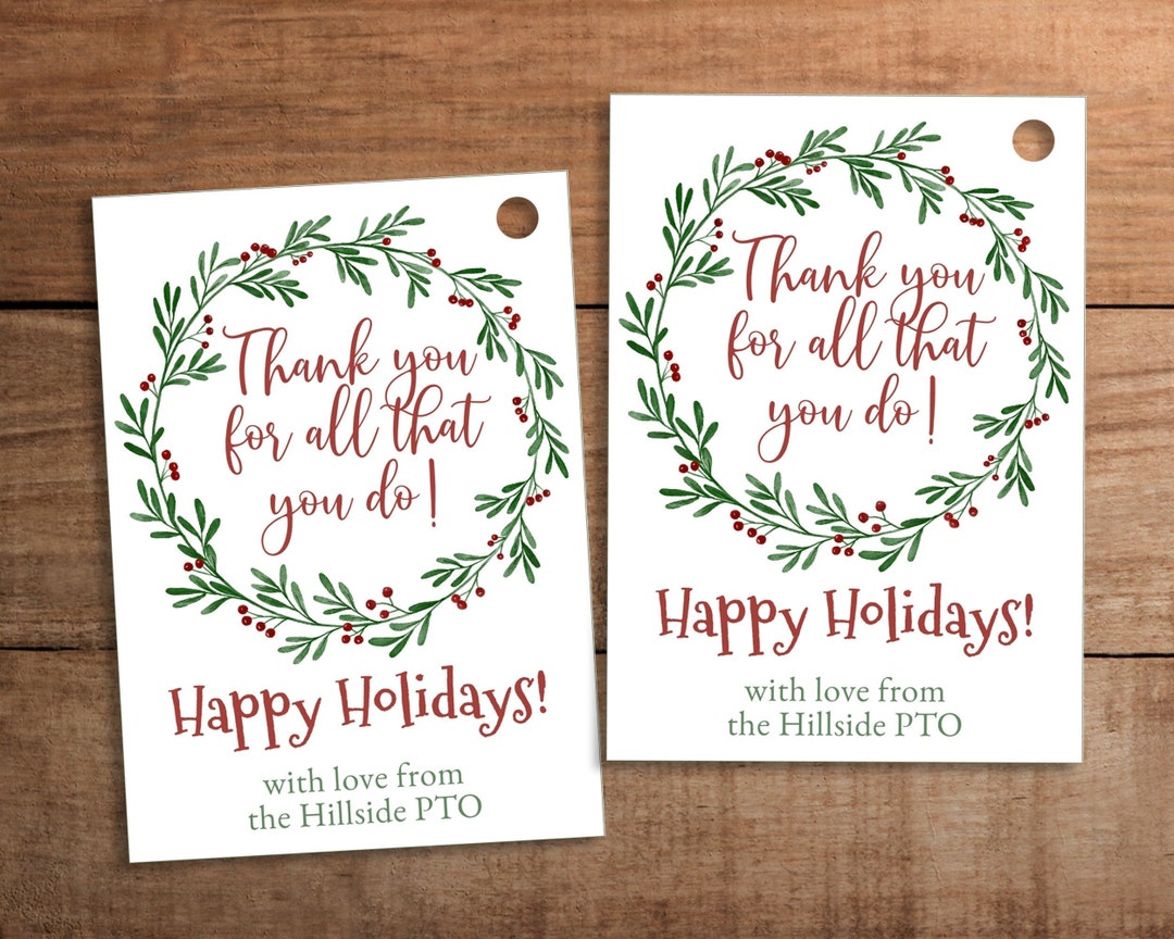 Christmas Thank You Gift Tag Printable for Teacher Nurse Staff Employee ...