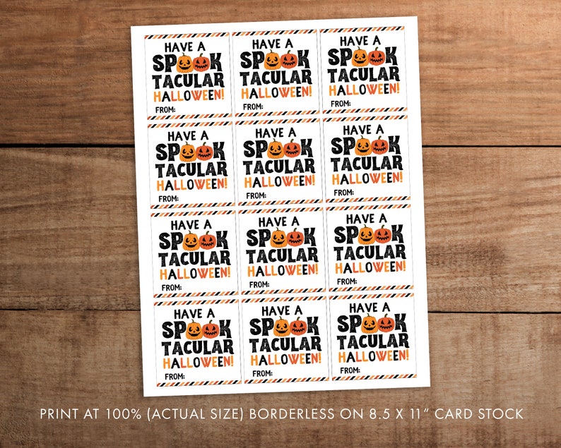 Spooktacular Halloween Gift Tags, Printable Treat Bag Tags (PDF) - Etsy