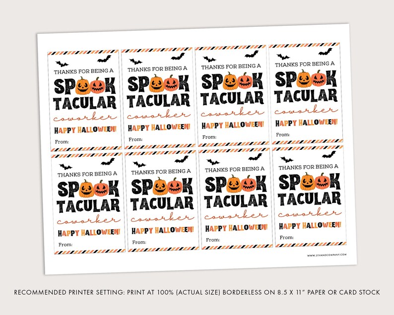 Spooktacular Coworker Halloween Gift Tag Printable (instant Download ...
