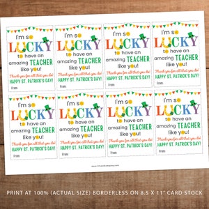 So Lucky to Have an Amazing Teacher Like You St Patrick's Day Teacher ...