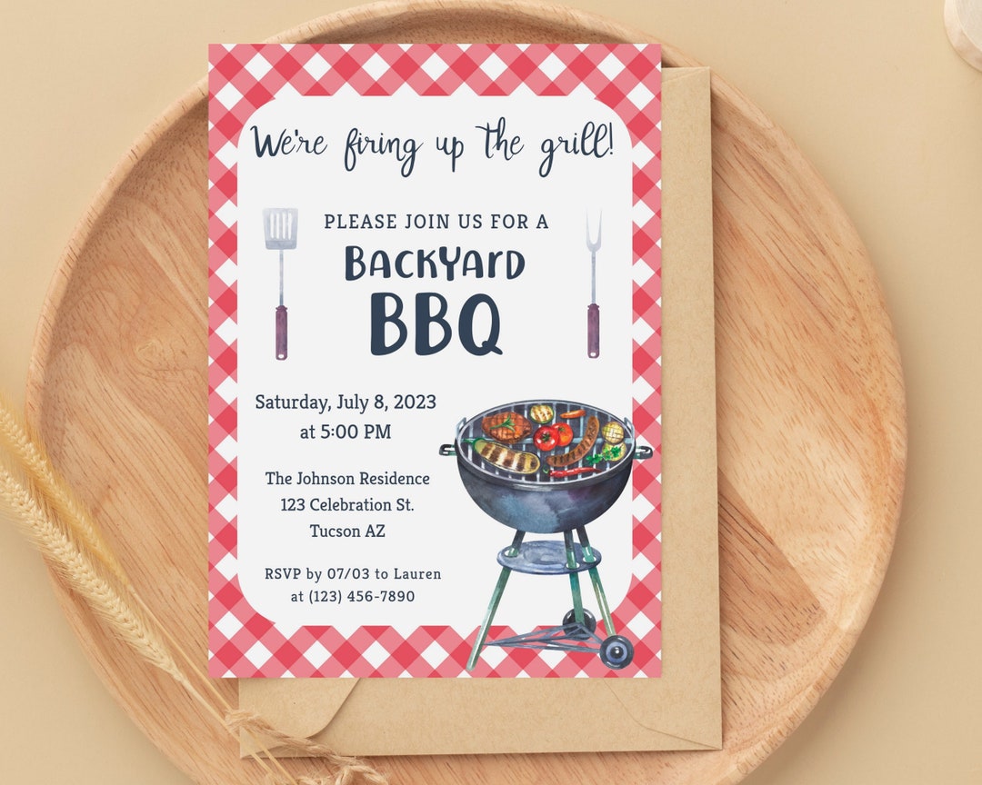 Backyard BBQ Party Digital Invitation Editable Printable Template ...