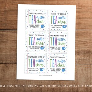 Teacher Appreciation Gift Tag for Ice Tea or Hot Tea Treats Thanks for ...