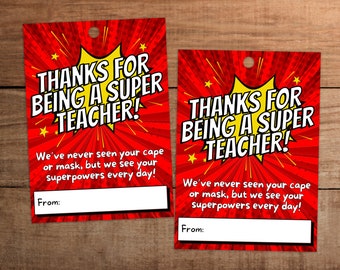 Editable Thank You Gift Tag Printable for Teacher Appreciation - Etsy