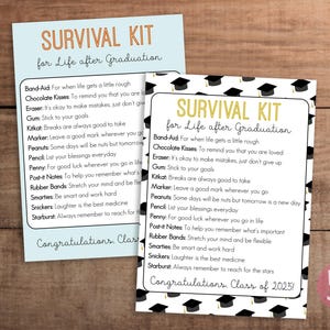 Editable Survival Kit for Life After Graduation Printable Class of 2026 ...