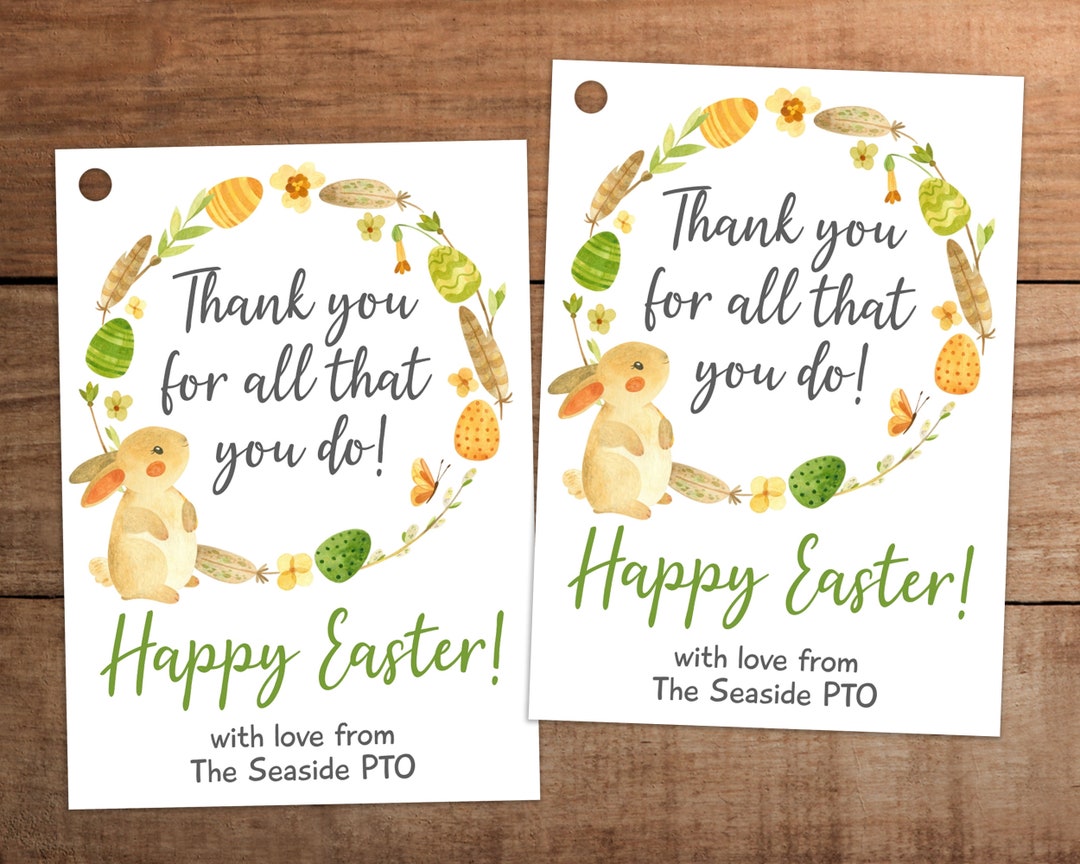 Editable Easter Thank You Gift Tag Printable for Teacher Nurse Staff ...