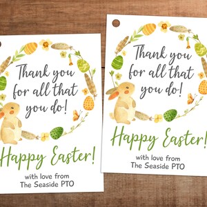 Editable Easter Thank You Gift Tag Printable for Teacher Nurse Staff ...