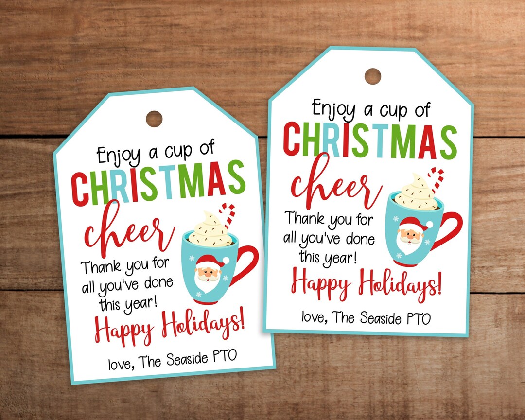 Editable Christmas Gift Tag Printable Coffee Hot Cocoa Caffeine Treats ...