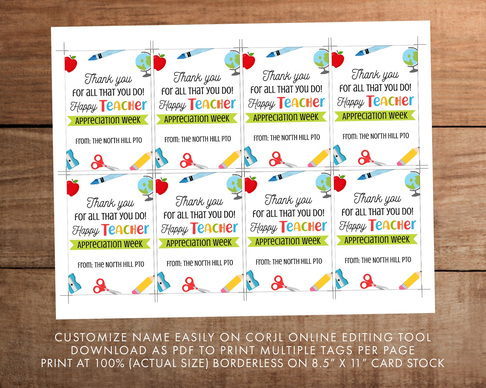 Editable Teacher Appreciation Week Gift Tag Thank You for All - Etsy