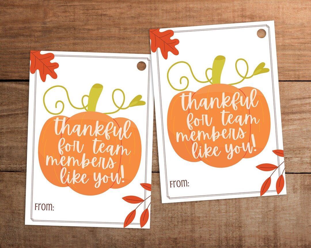 Thanksgiving Gift Tag Printable for Staff Employees Thankful for Team ...