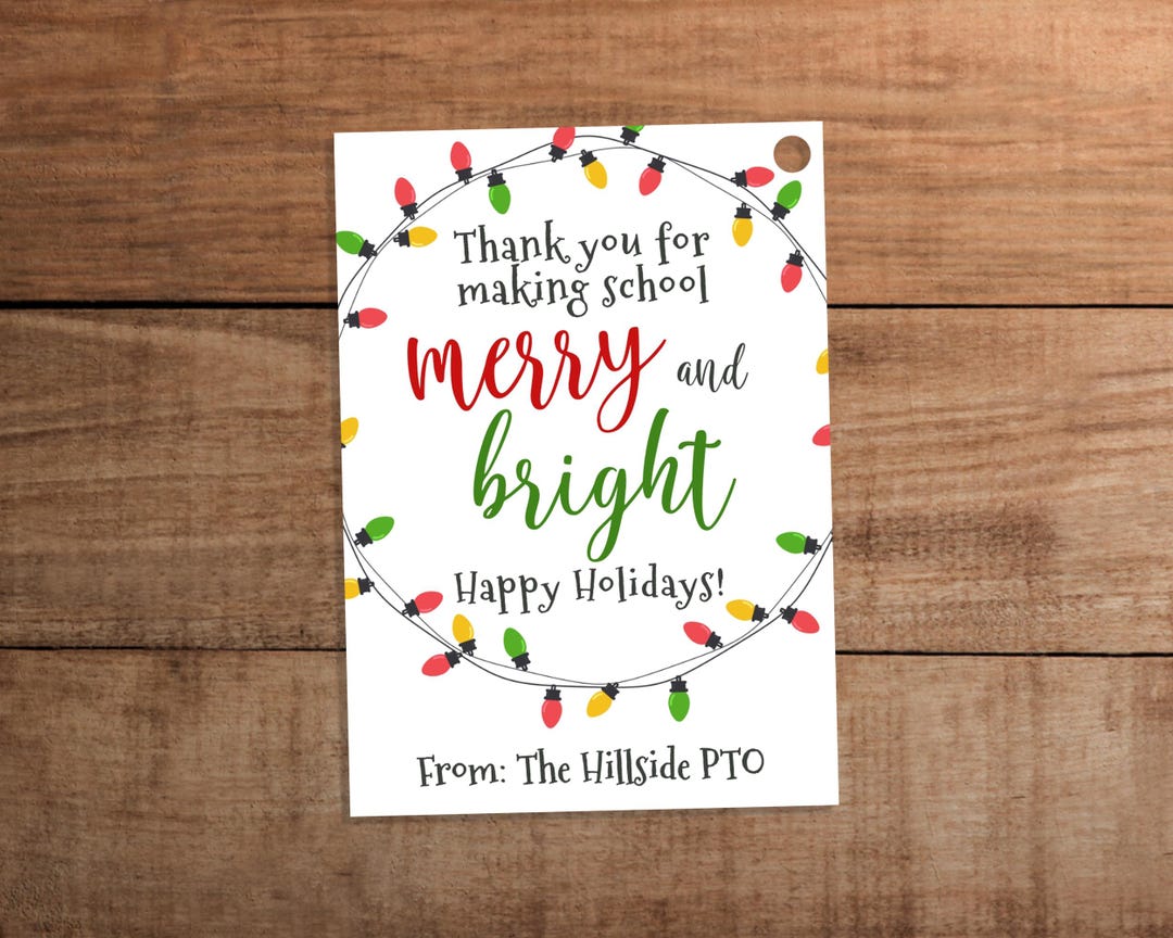 Christmas Thank You Gift Tag Printable for Teachers School Staff ...