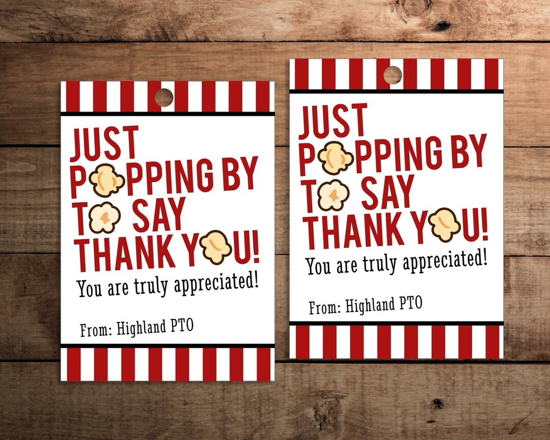 Editable Popcorn Thank You Gift Tag: Teacher & Employee Appreciation ...