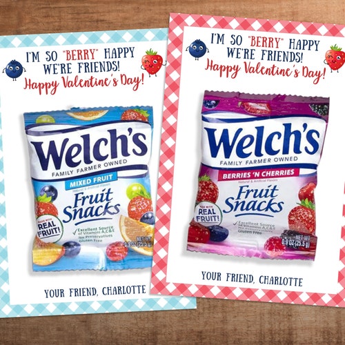 Classroom Valentines Day Printable Fruit Snacks Valentine - Etsy