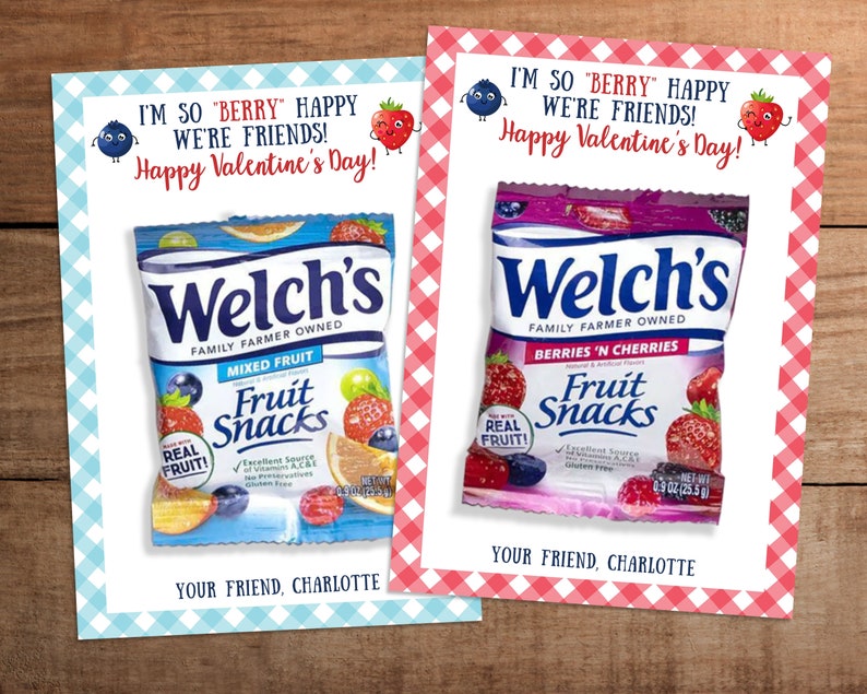 Valentines Day Fruit Snack Card Printable I'm so Berry - Etsy