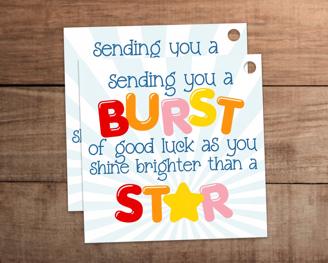 Good Luck Gift Tag Printable Star Burst Candy Sports Team Gymnastics ...