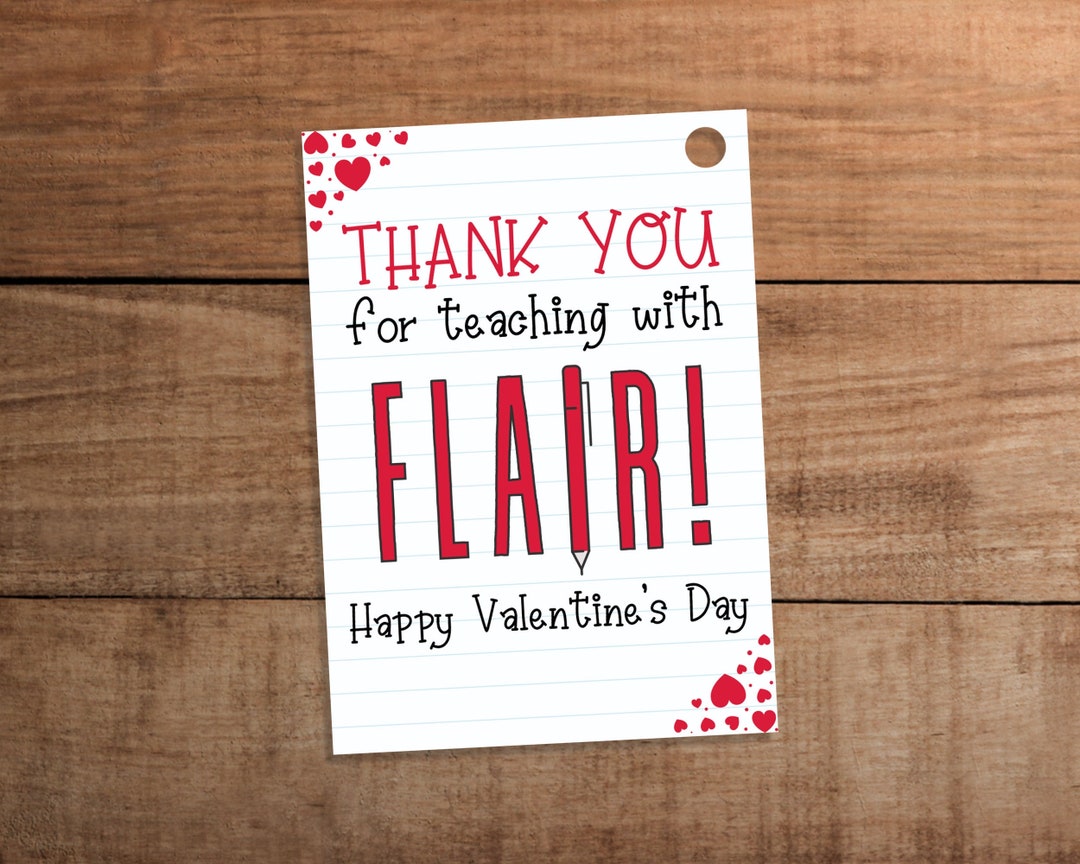 Valentine Gift Tag Printable for Teacher Appreciation Thank You for ...