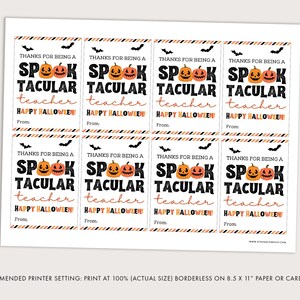Teacher Halloween Gift Tag Printable | Thank You for Being a ...