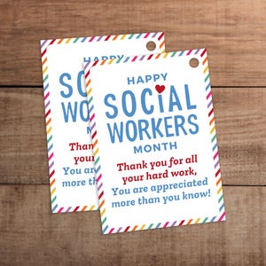 Social Worker Appreciation Gift Tag Printable | Thank You Tags for ...