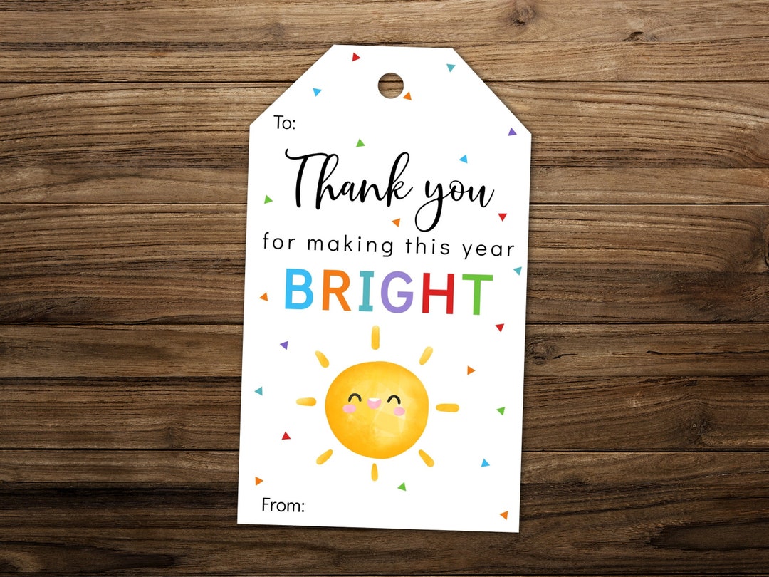 Teacher Appreciation End of School Year Thank You Gift Tag Printable ...