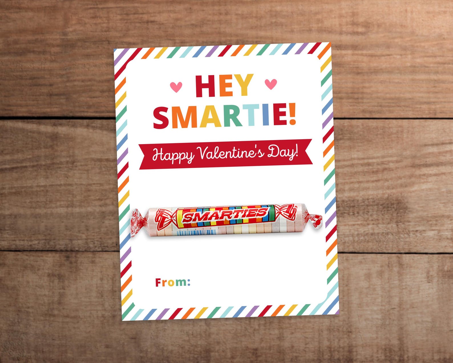 Valentine Smarties Card Printable Kids Classroom Exchange Gift Tag ...