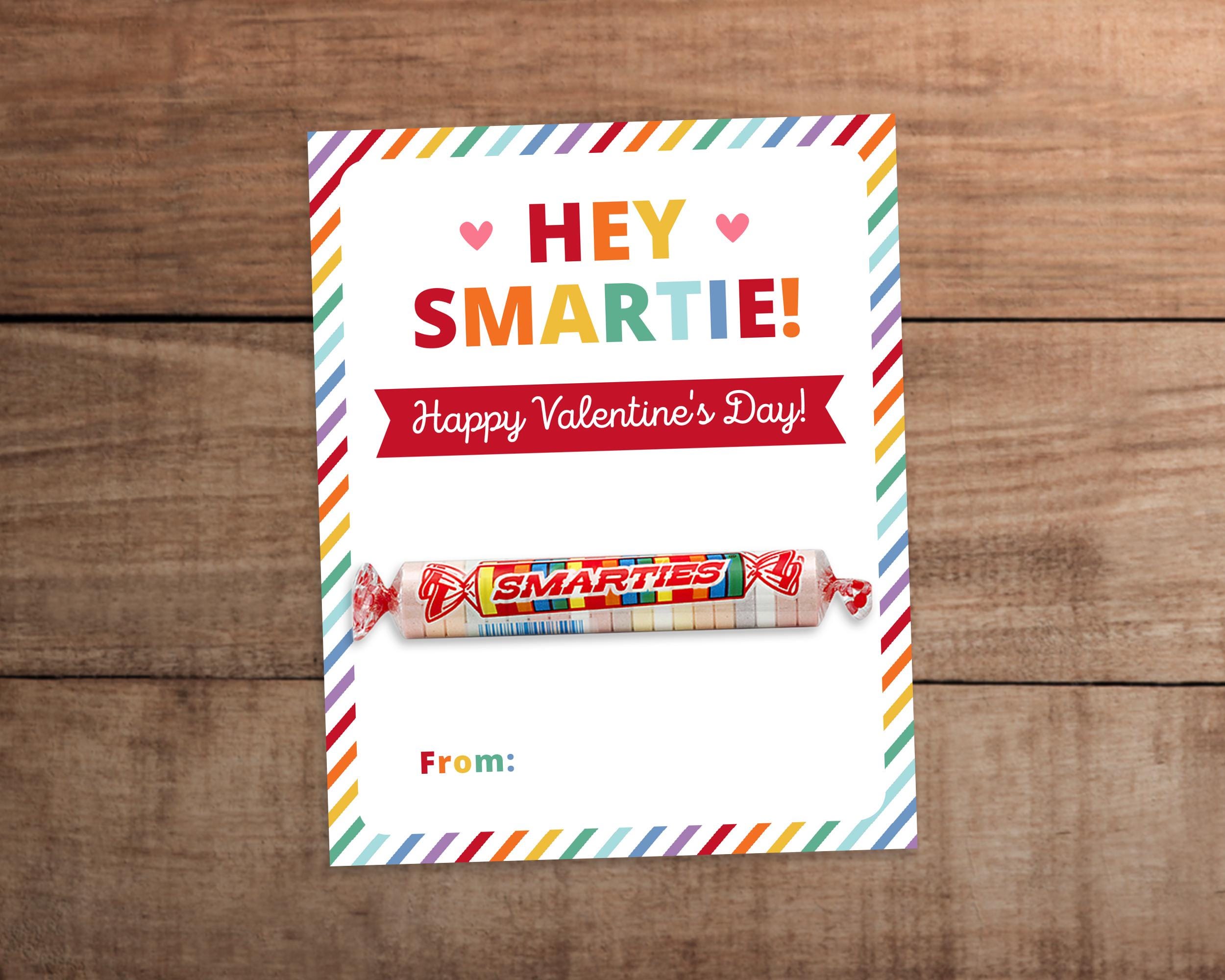 Valentine Smarties Card Printable Kids Classroom Exchange Gift Tag ...