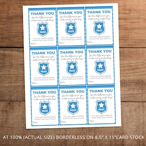 Police Officer Law Enforcement Appreciation Thank You Gift Tags ...