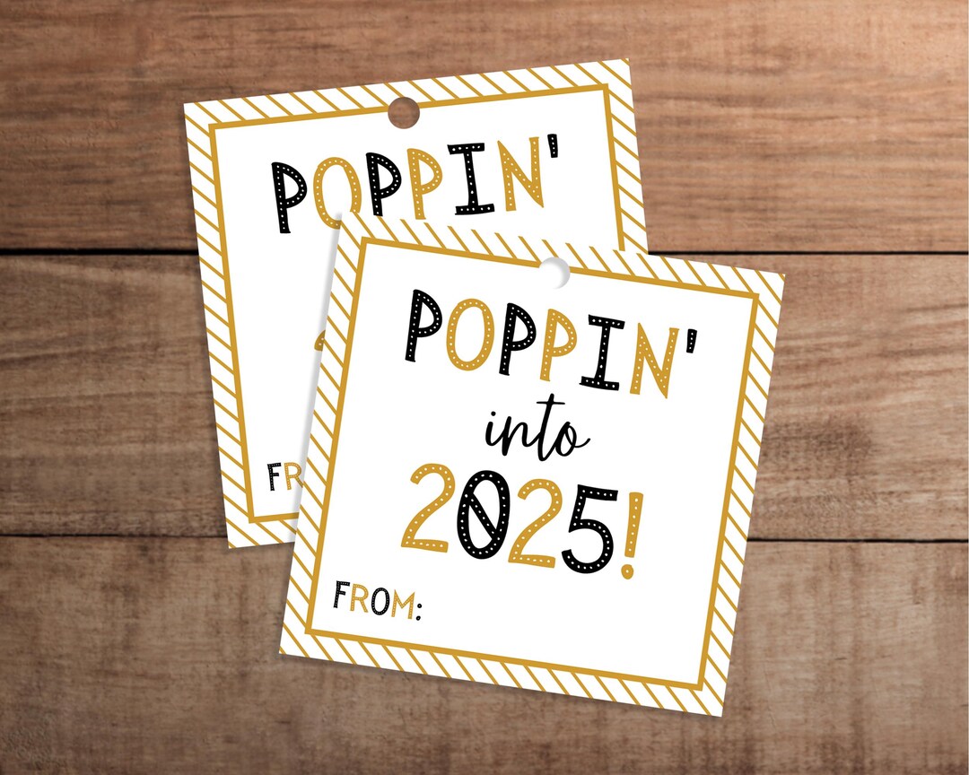 Poppin' Into 2025 Gift Tag Printable for Wine Pop It Fidget Toy Popcorn ...