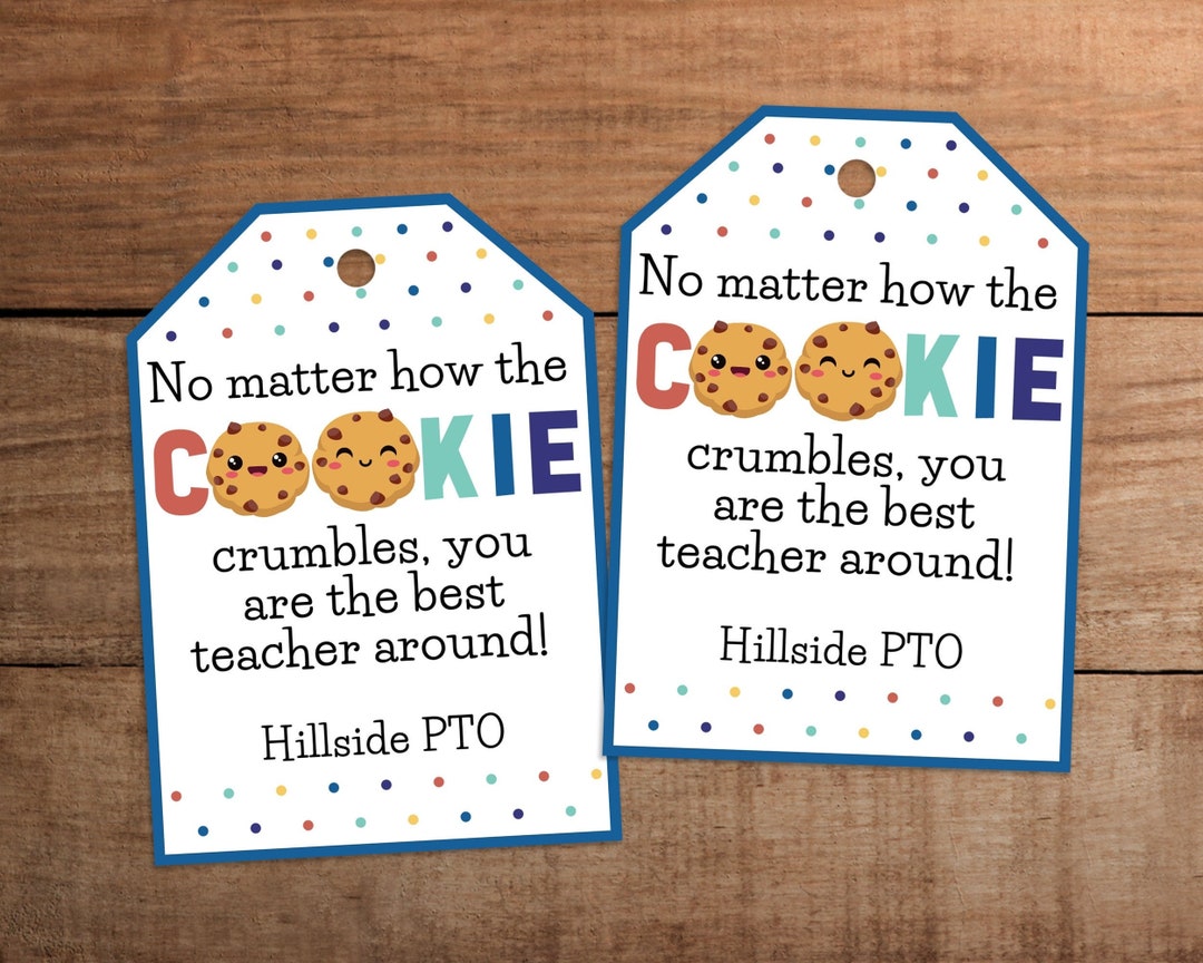 Editable Cookie Gift Tag Printable for Teacher Appreciation - Etsy