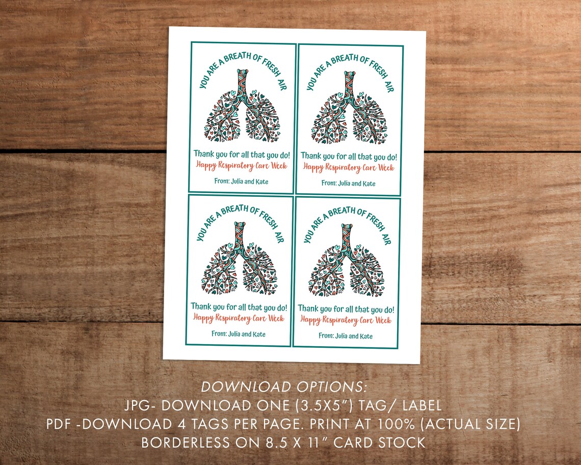 Respiratory Therapist Appreciation 3.5x5 Editable Thank - Etsy