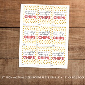 You Are All That and a Bag of Chips Gift Tag Printable - Etsy