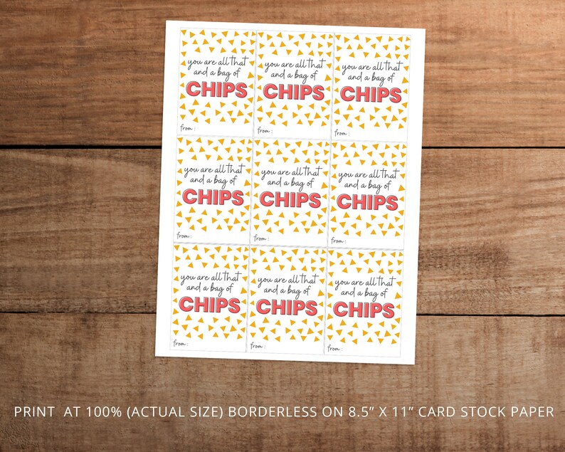 You Are All That and a Bag of Chips Gift Tag Printable - Etsy
