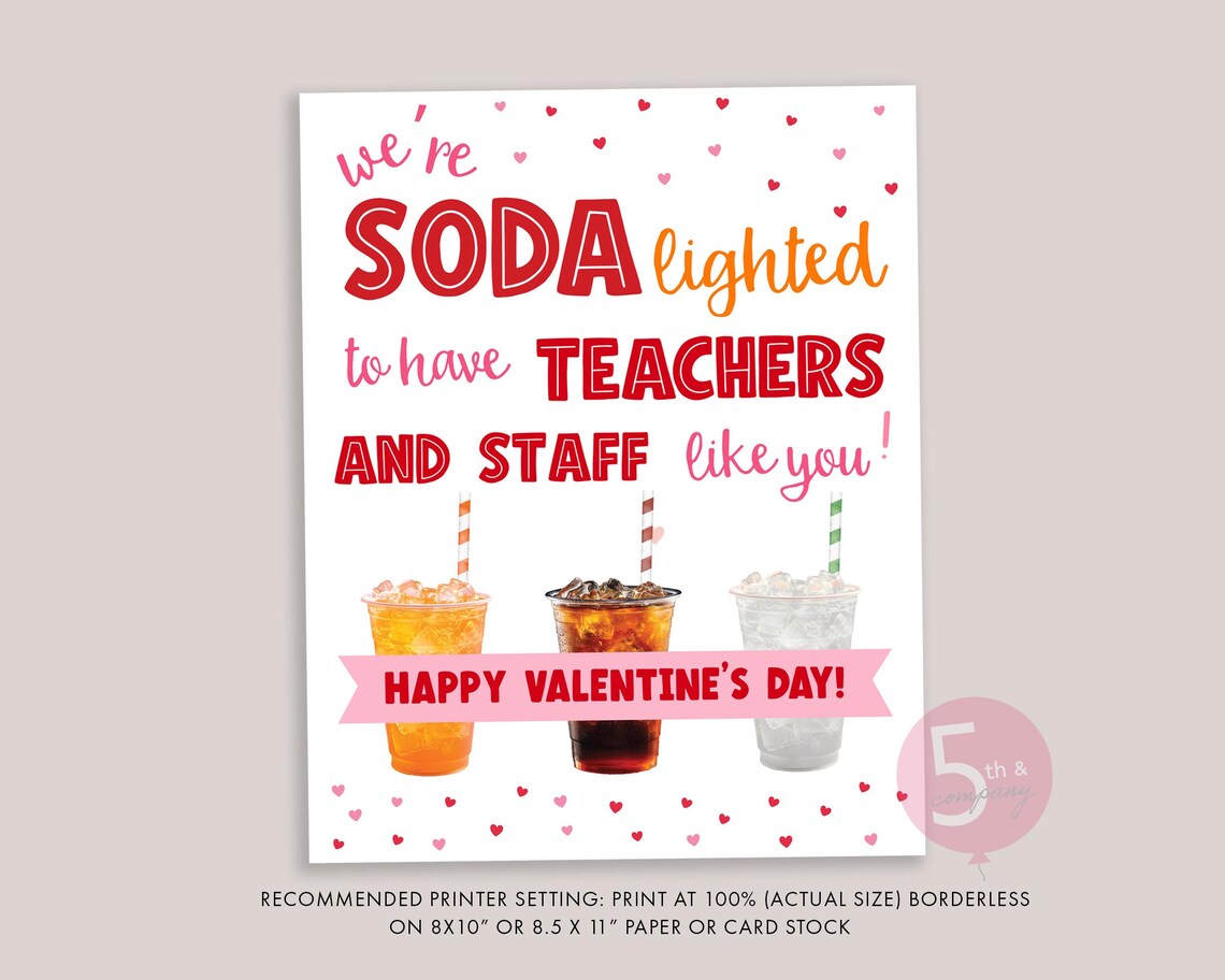 Valentine's Day Soda Bar Sign for Teachers and School Staff ...