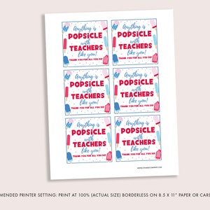 Teacher Appreciation Popsicle Icecream Pun Gift Tag Printable Anything ...