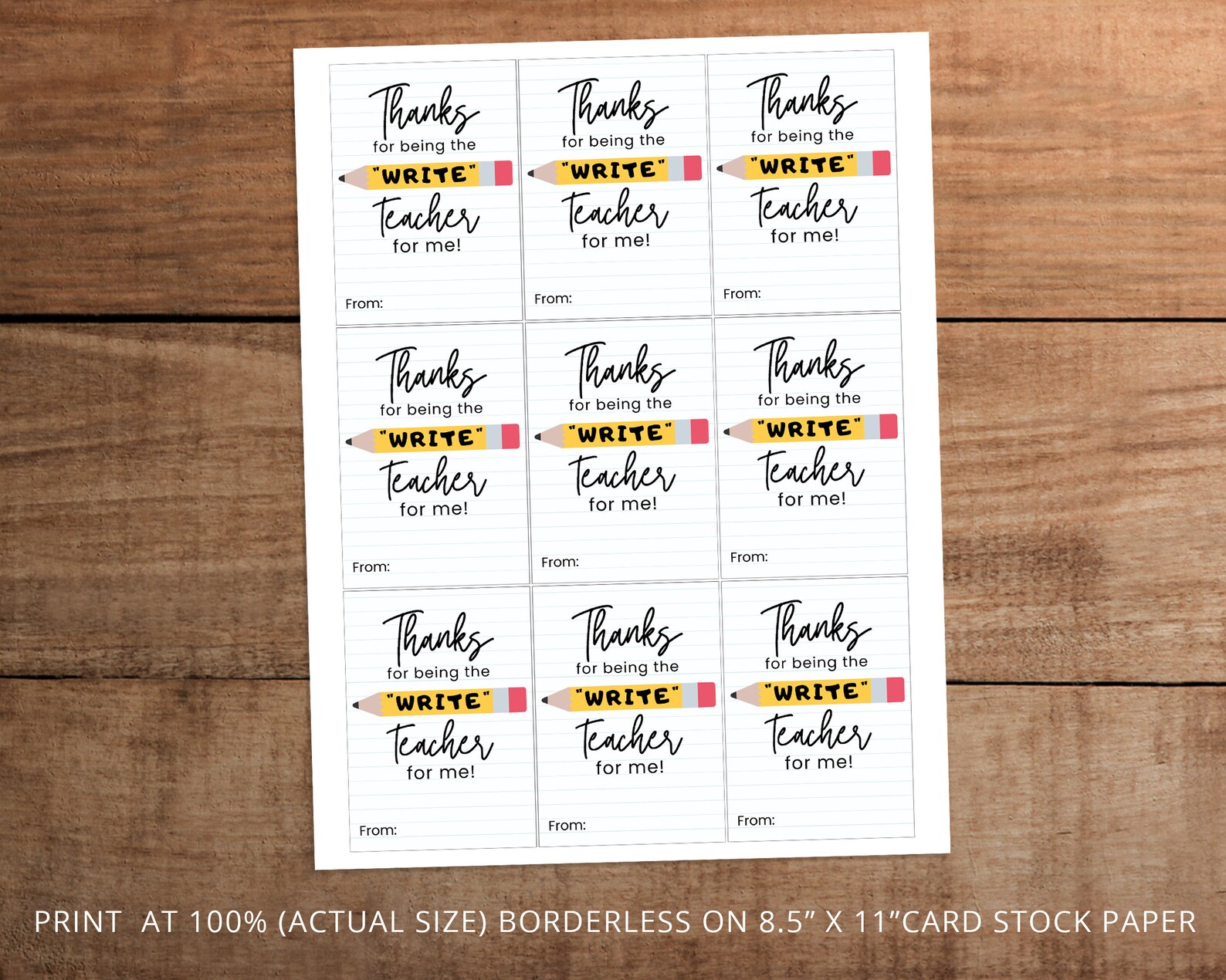 Teacher Appreciation Pencil Gift Tags Printable Thanks for - Etsy