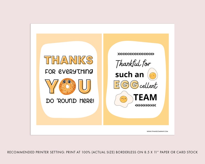 Appreciation Breakfast Brunch Pun Signs, Teacher Staff Volunteer Cards ...