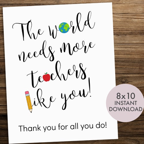 Teacher Appreciation Sign Printable Teacher Thank You Sign - Etsy