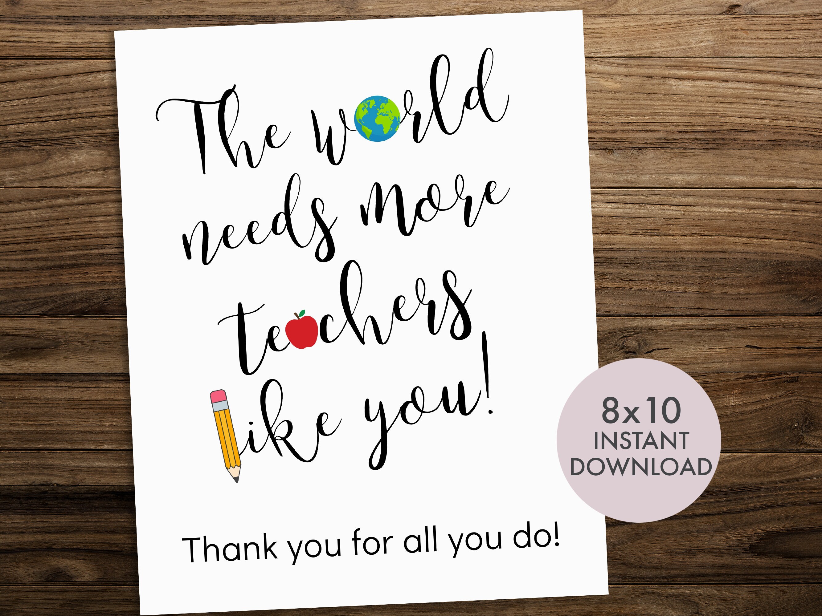 Teacher appreciation sign printable Teacher thank you sign | Etsy
