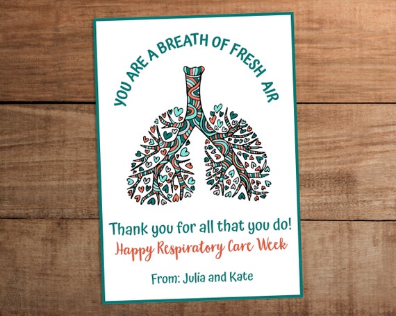 Respiratory Therapist Appreciation 3.5x5 Editable Thank - Etsy