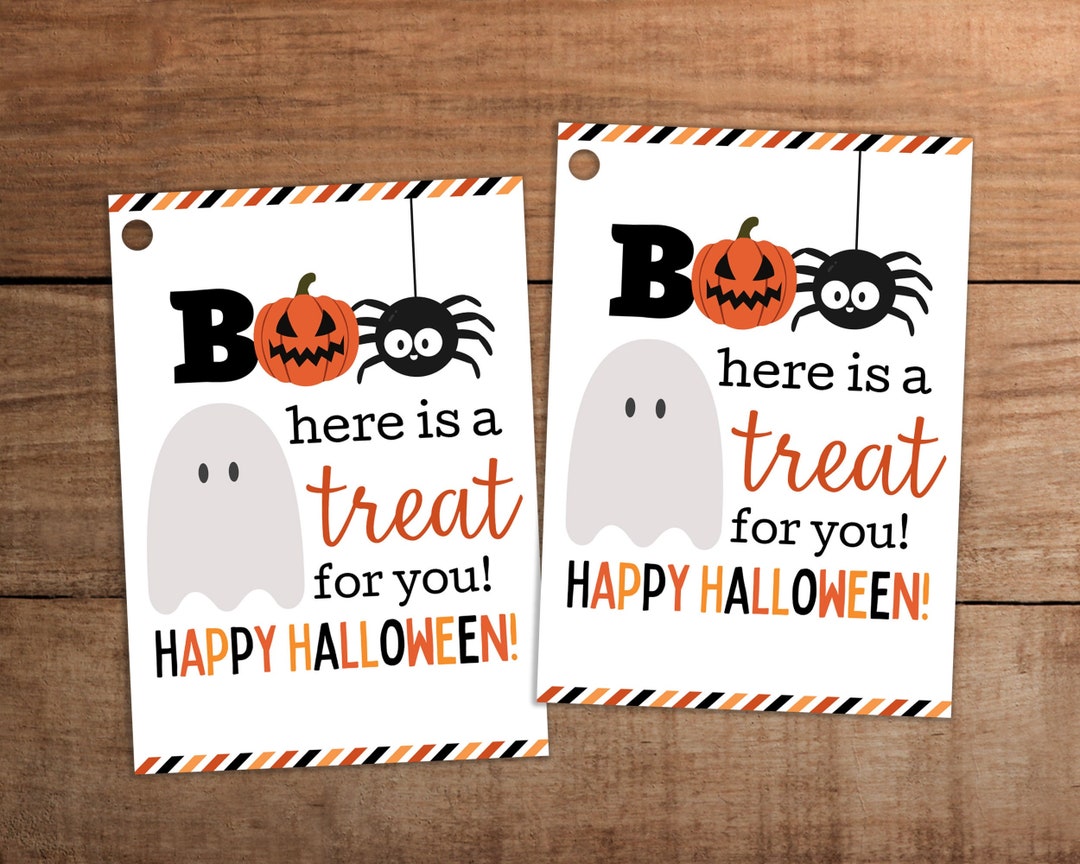 Halloween Gift Tag Printable Boo Here is a Treat for You Trick - Etsy
