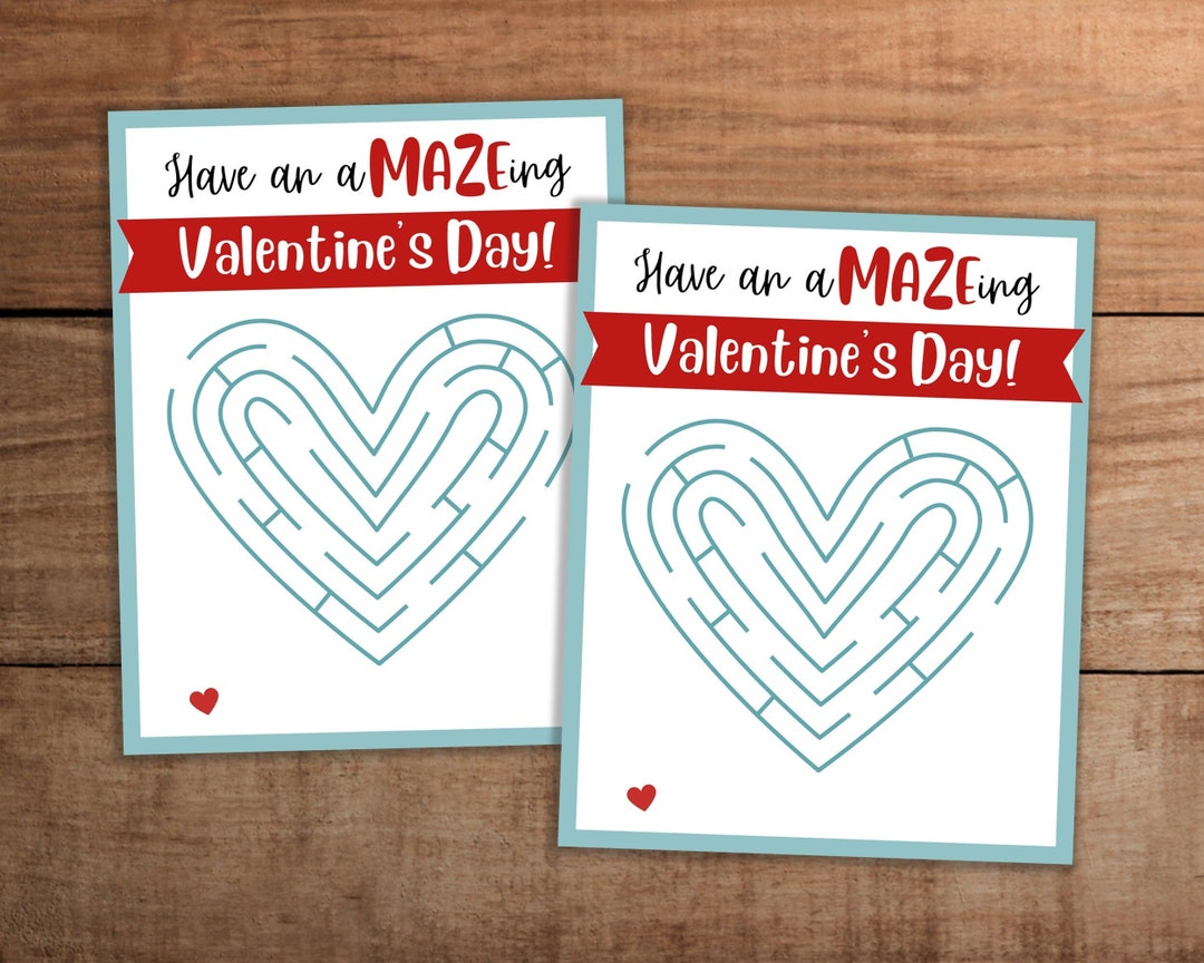 Kids Valentine Maze Pencil Gift Tag Card, Non-candy Classroom Exchange ...
