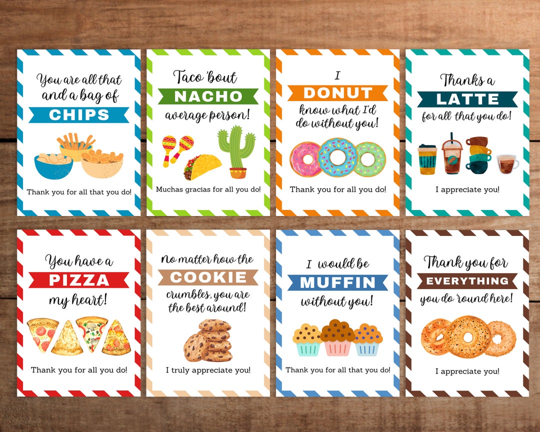 5x7 Set of 8 Appreciation Pun Sign Printable for Teacher - Etsy